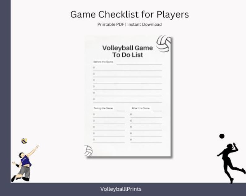 Volleyball Game Checklist and to Do List for Players | Printable ...