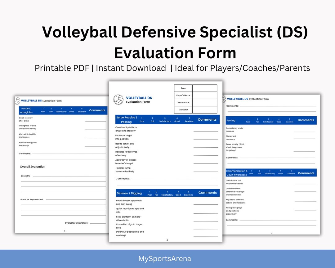 Volleyball DS Evaluation Form | Player Assessment (printable PDF) - Etsy