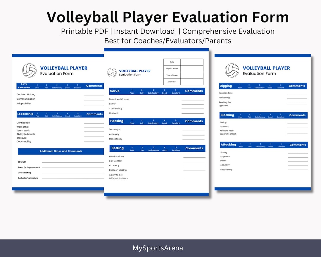 Volleyball Comprehensive Evaluation Form and Performance Report. 3 ...