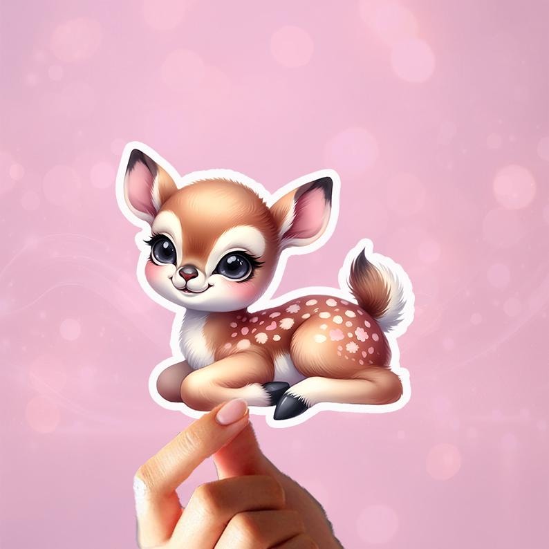 Fawn Sticker Waterproof Vinyl, Cute Deer Sticker, Kawaii Deer, Deer ...