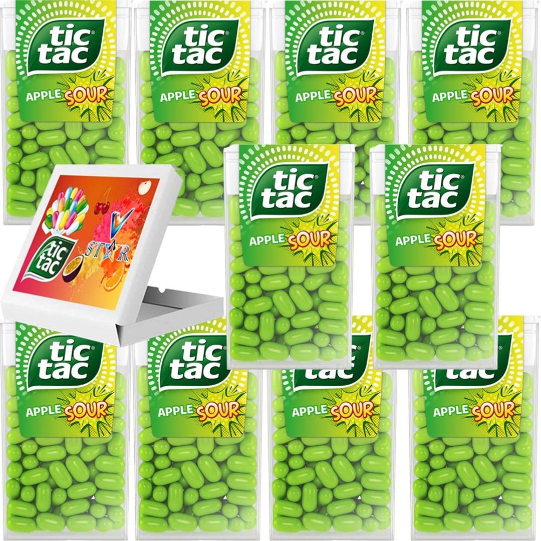 Tic Tac Apple Sour Candy, Tangy Green Apple Breath Mints for Refreshing ...