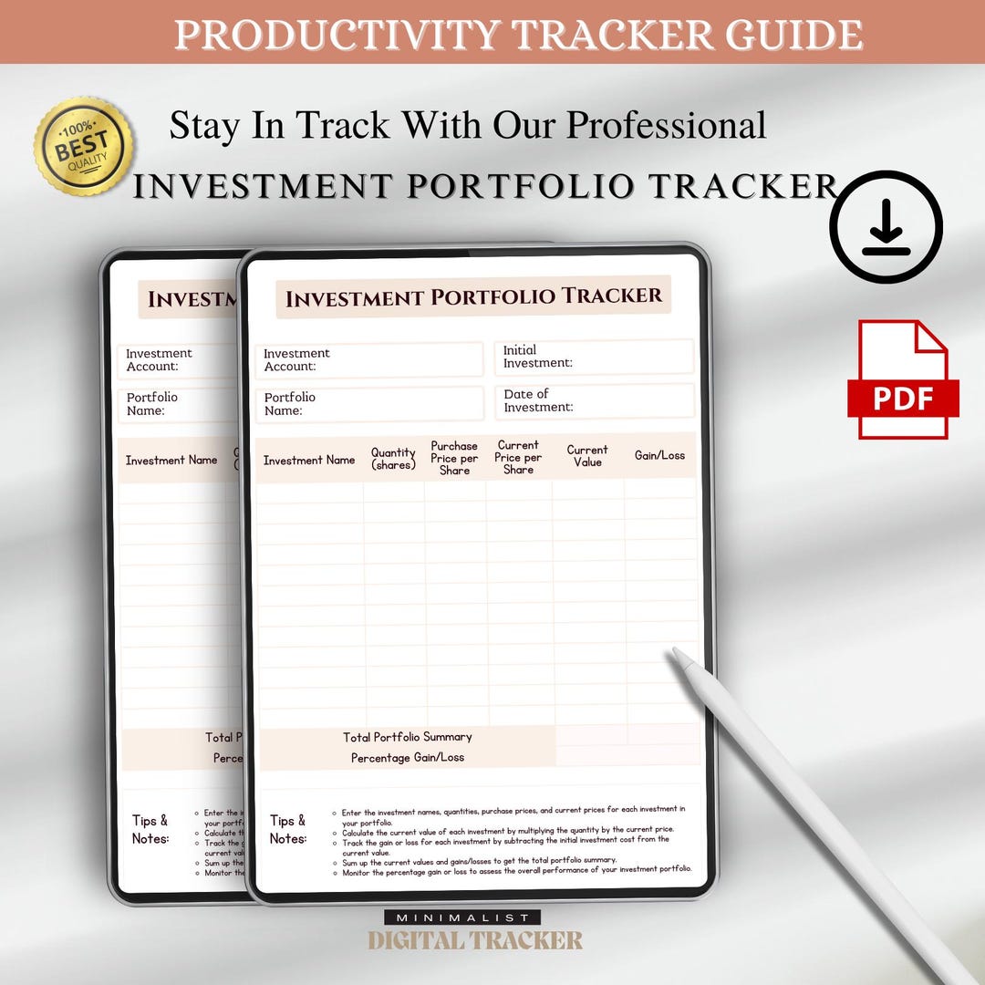 Simple Investment Portfolio Tracker, Finance Tracker, Digital Portfolio ...