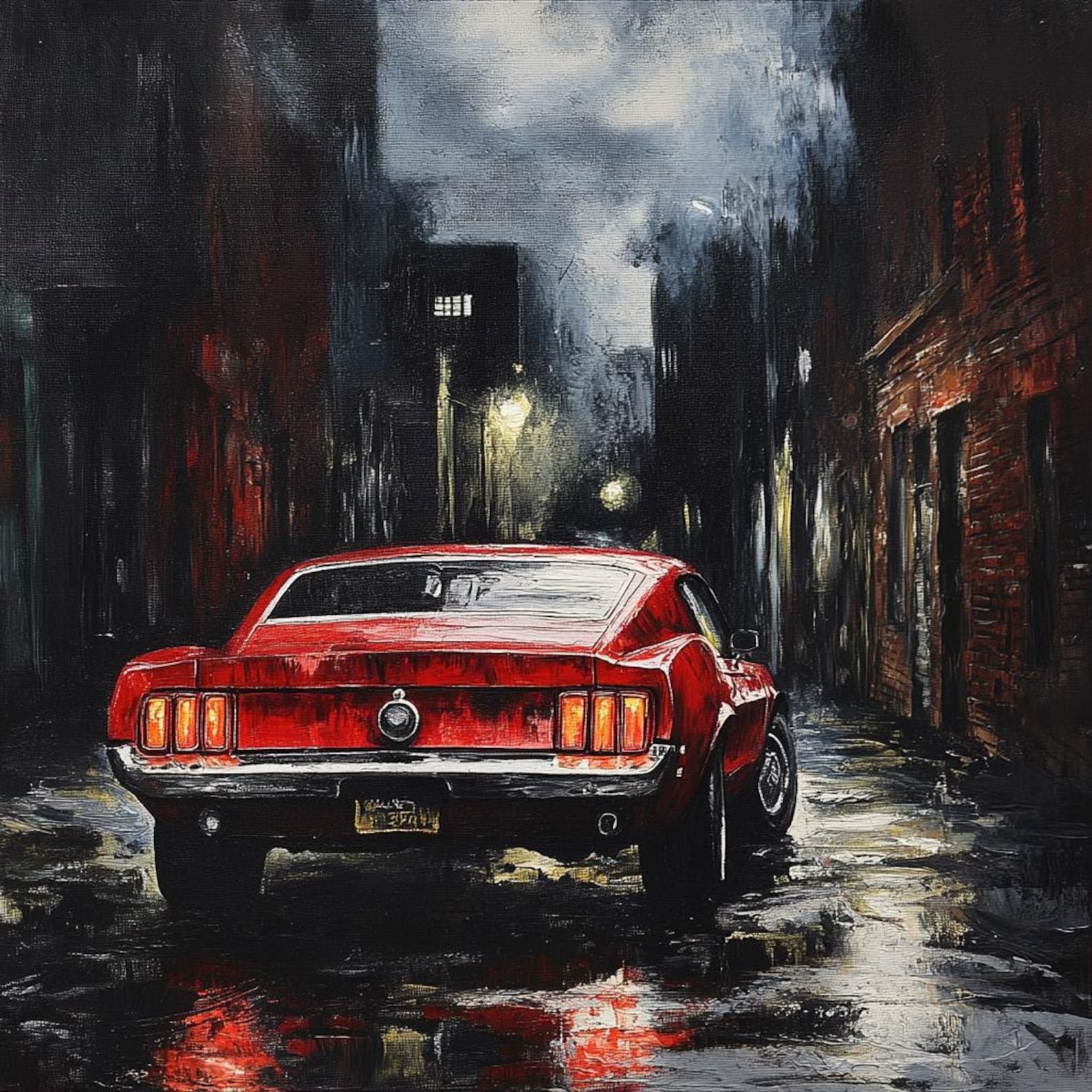 3x Muscle Car Art - Vintage Muscle Car Painting, Digital Download ...