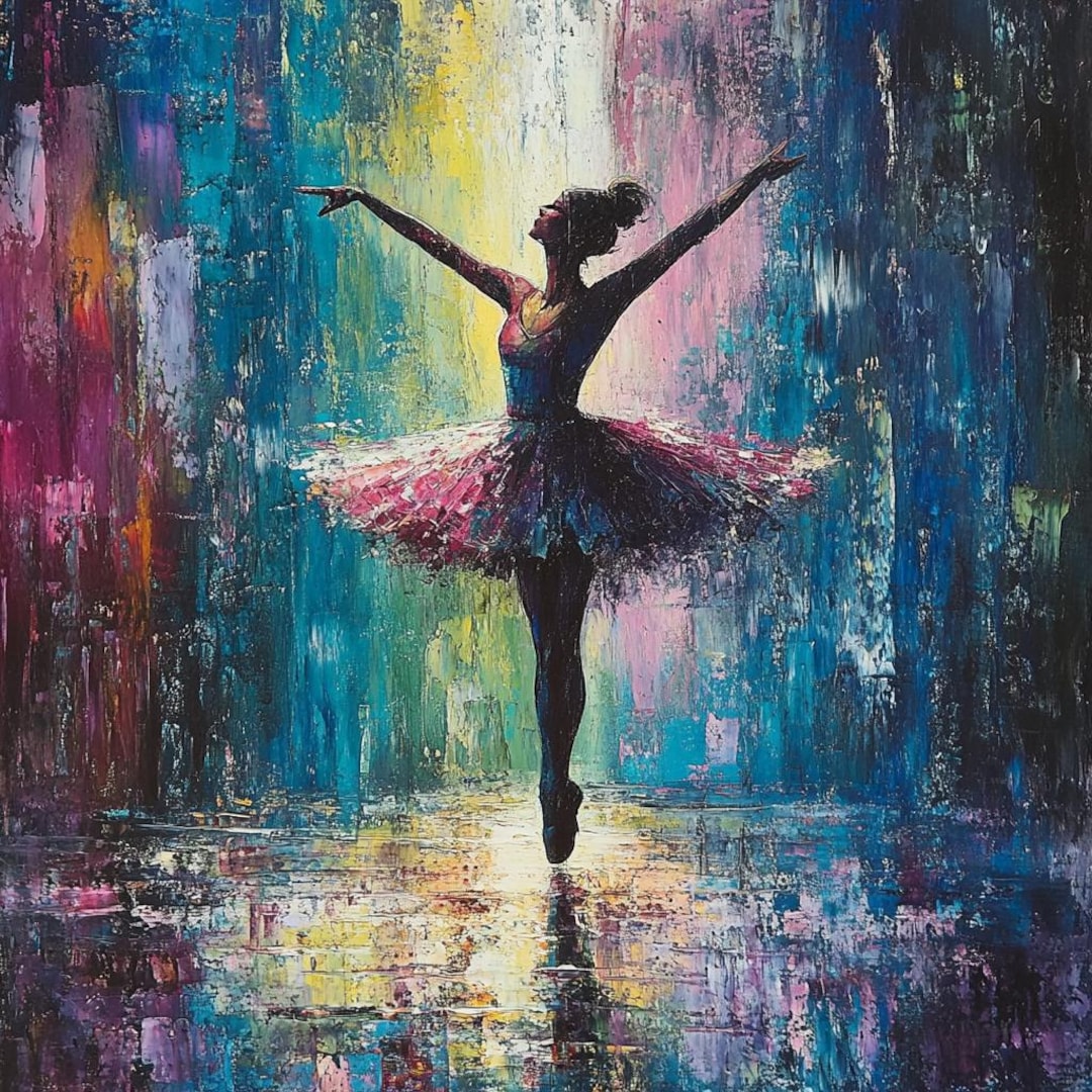 Colorful Ballet Dancer in Rain Printable, Abstract Dance Wall Art ...