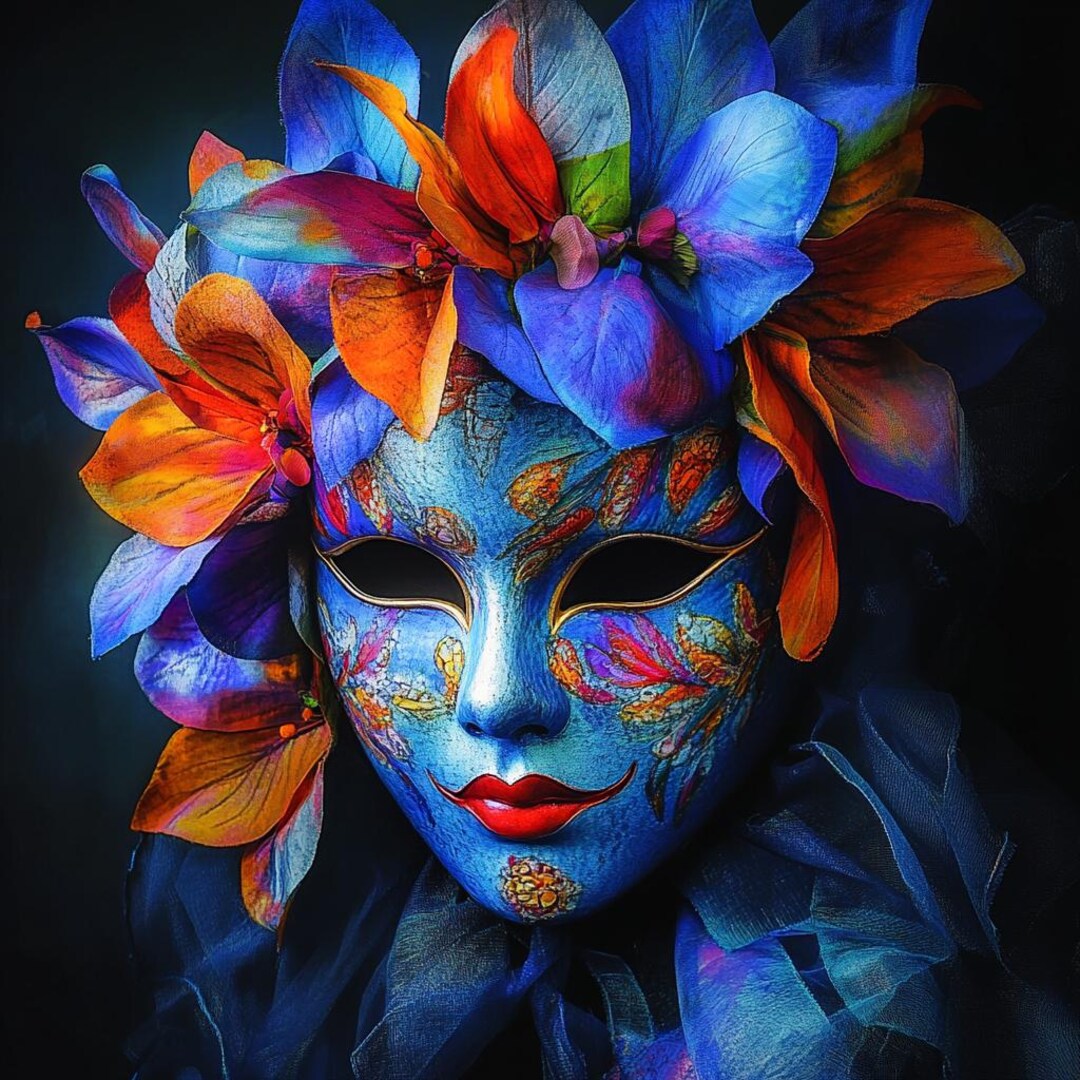 Colorful Moody Venetian Mask Canvas, Abstract Masquerade Wall Art ...