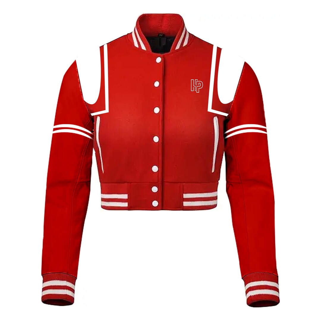 Cropped Varsity Jacket: Red and White Letterman Bomber, Vintage College ...