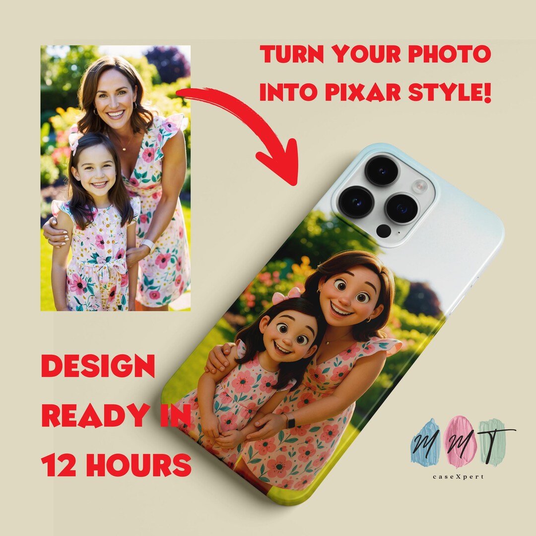 Custom Pixar Style Phone Case | Personalized Cartoon Portrait | Unique ...