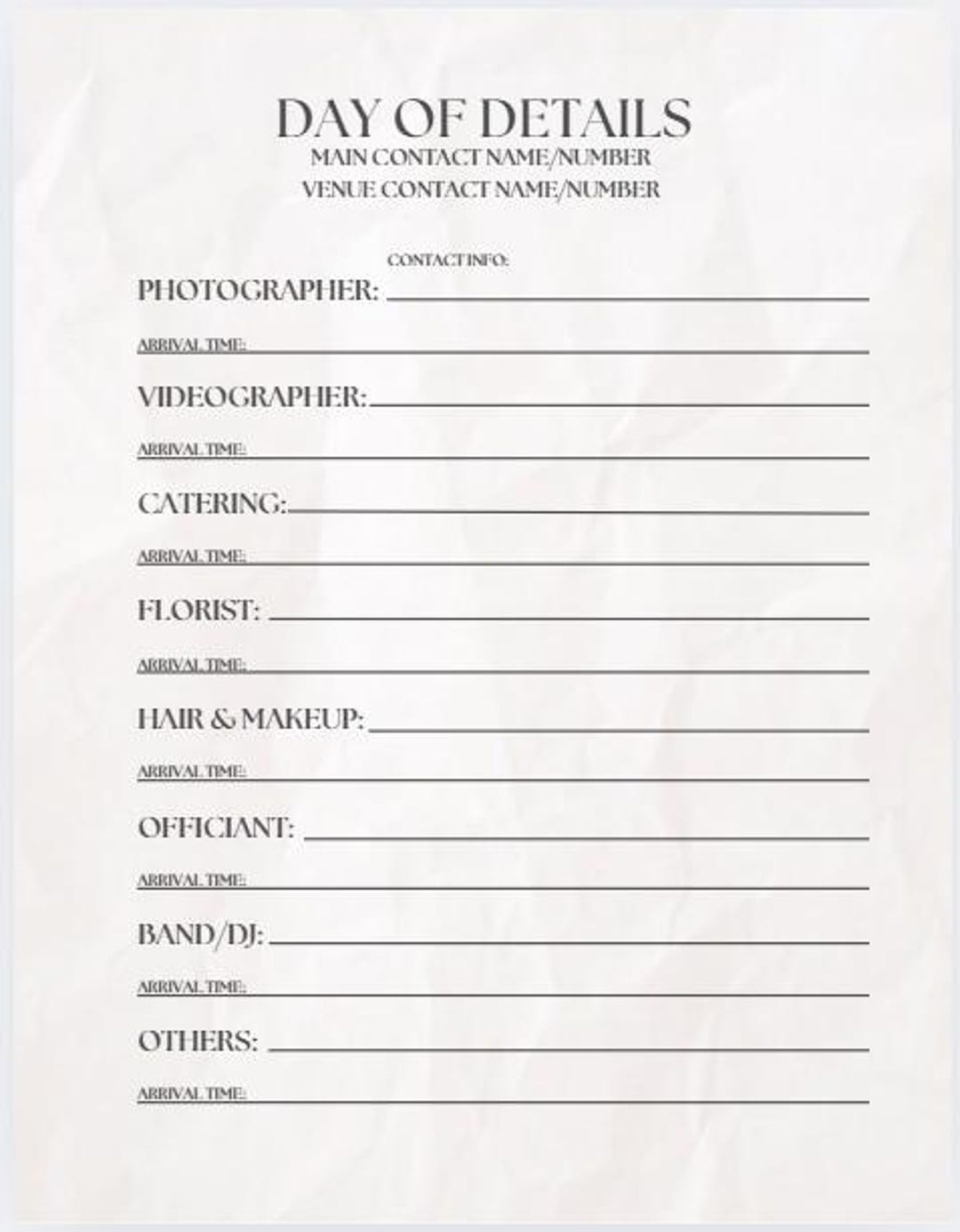 Wedding Day of Details Editable Template - Etsy