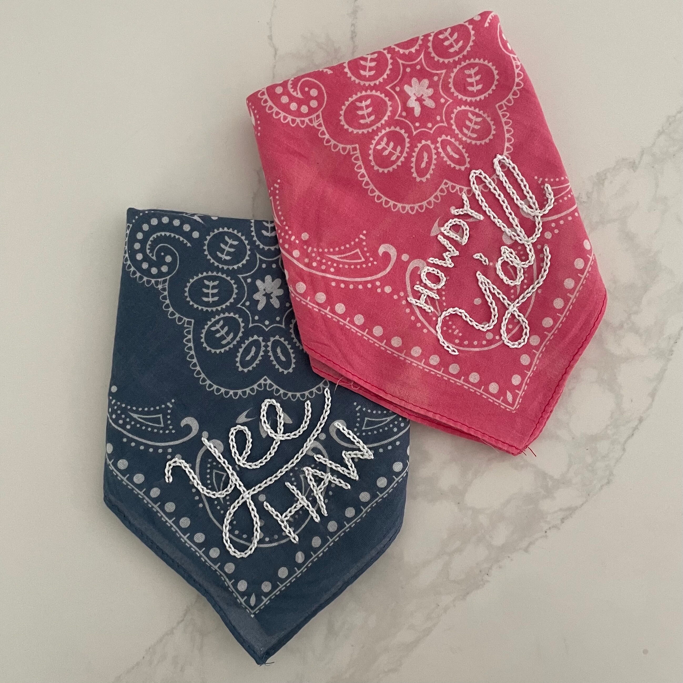 Hand Embroidered Bandana Name Hair Scarf Personalized - Etsy