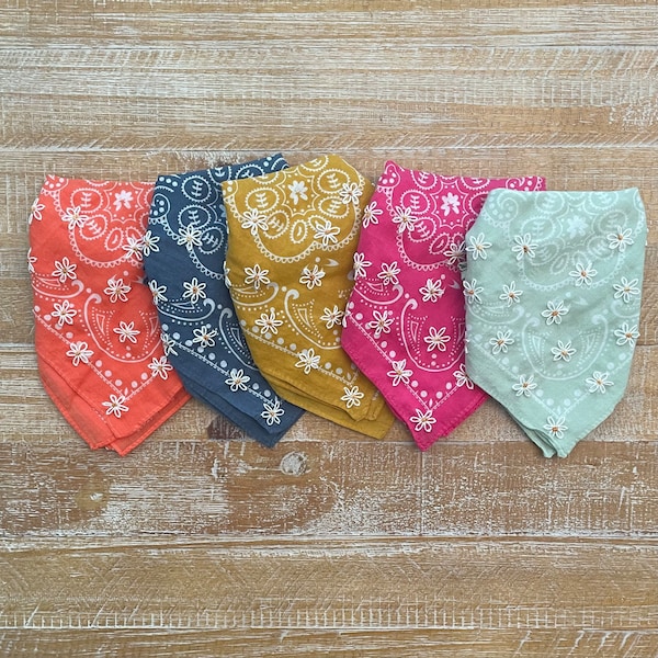 Embroidered Bandana - Etsy