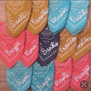 Hand Embroidered Bandana | Cursive Lettering | Necktie | Customization ...