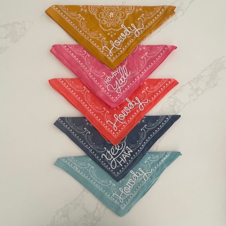 Chain Stitch Hand Embroidered Cotton Bandana| Bachelorette Gift | Girls ...