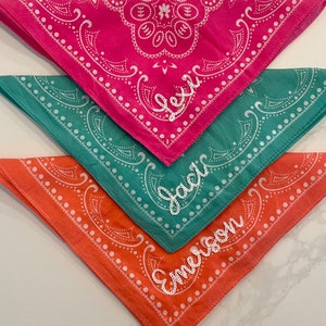 Hand Embroidered Bandana | Cursive Lettering | Necktie | Customization ...