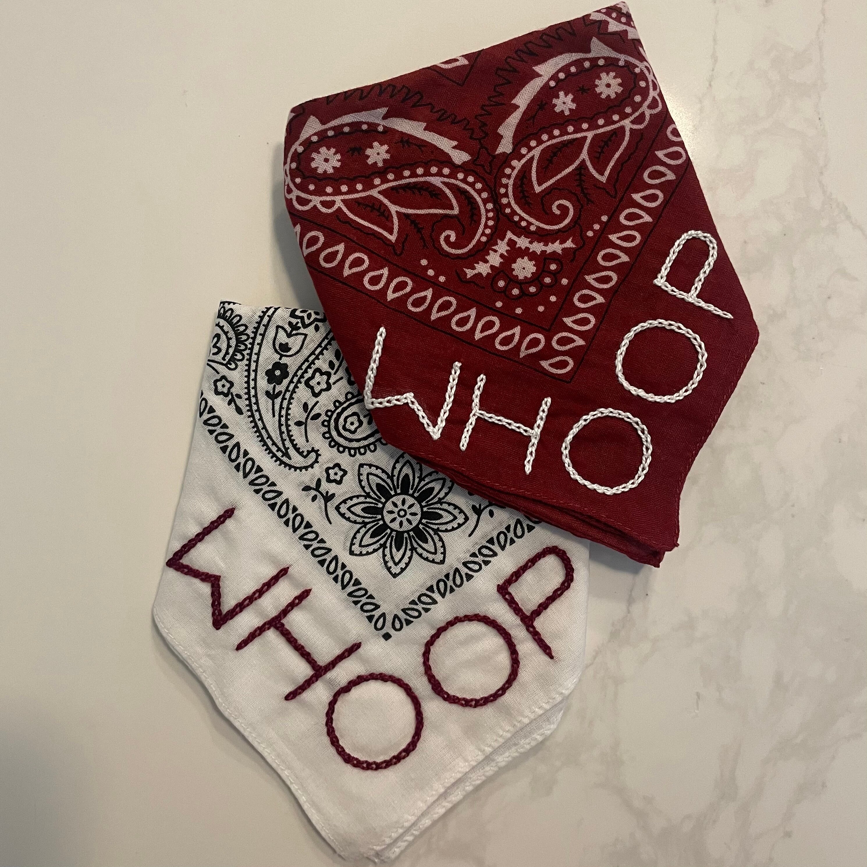 Hand Embroidered Bandana Game Day Necktie Hatband or Face - Etsy