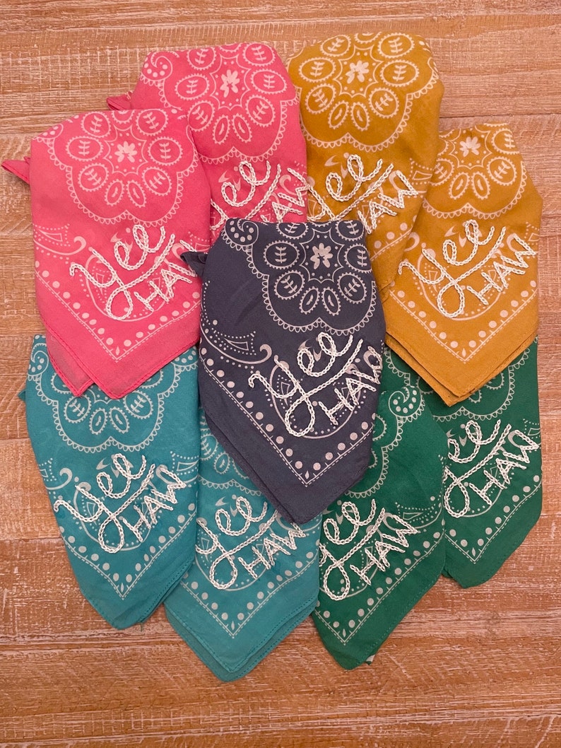 Chain Stitch Hand Embroidered Cotton Bandana| Bachelorette Gift | Girls ...
