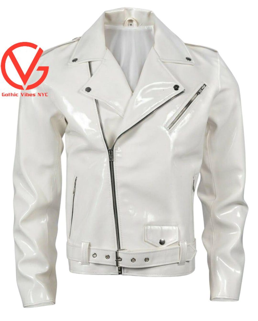 Handmade Design Men's Gothic PVC Jacket White With Stylish Design ...