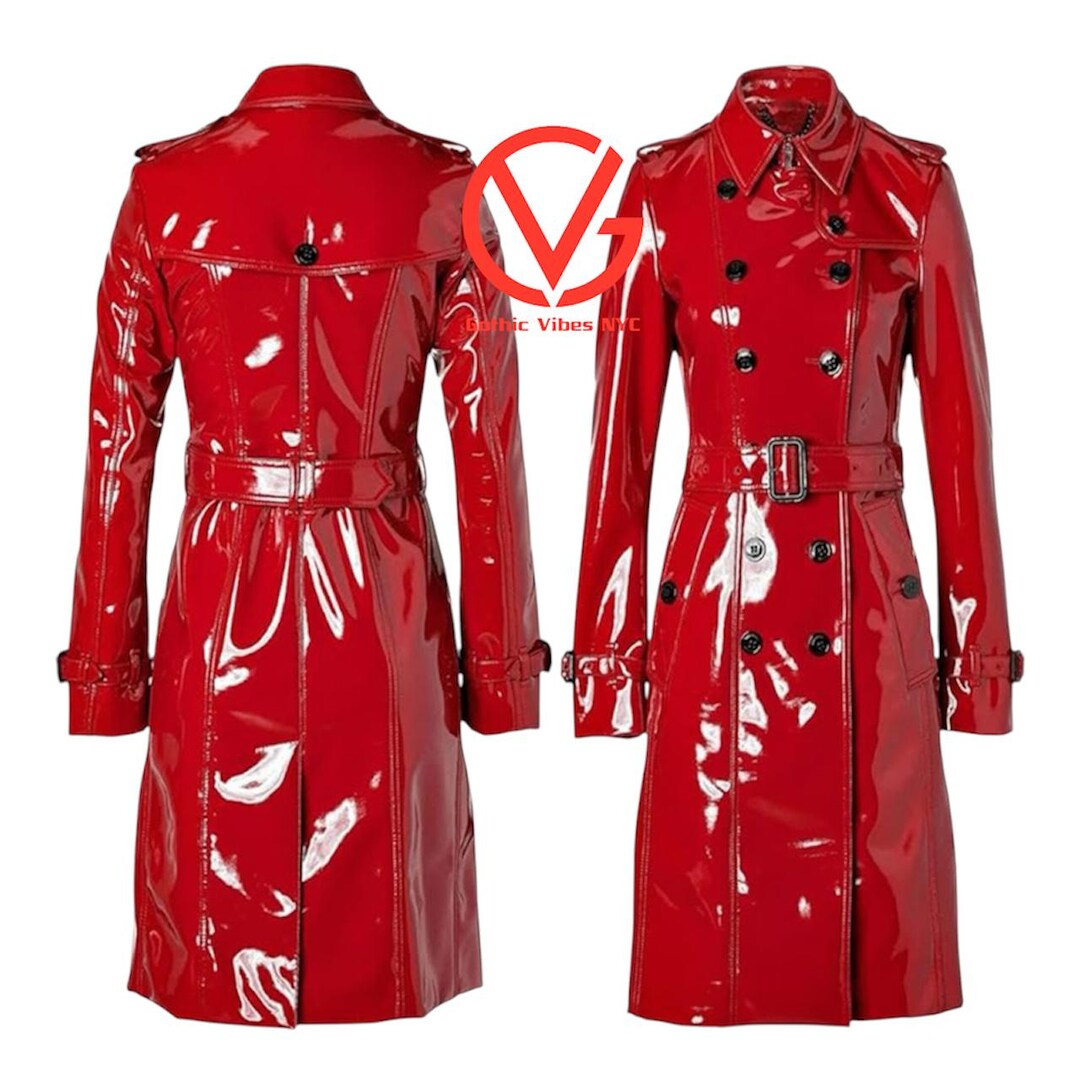 Handmade Royal Red Vinyl Gothic Trench Coat: PVC Faux Leather - Etsy