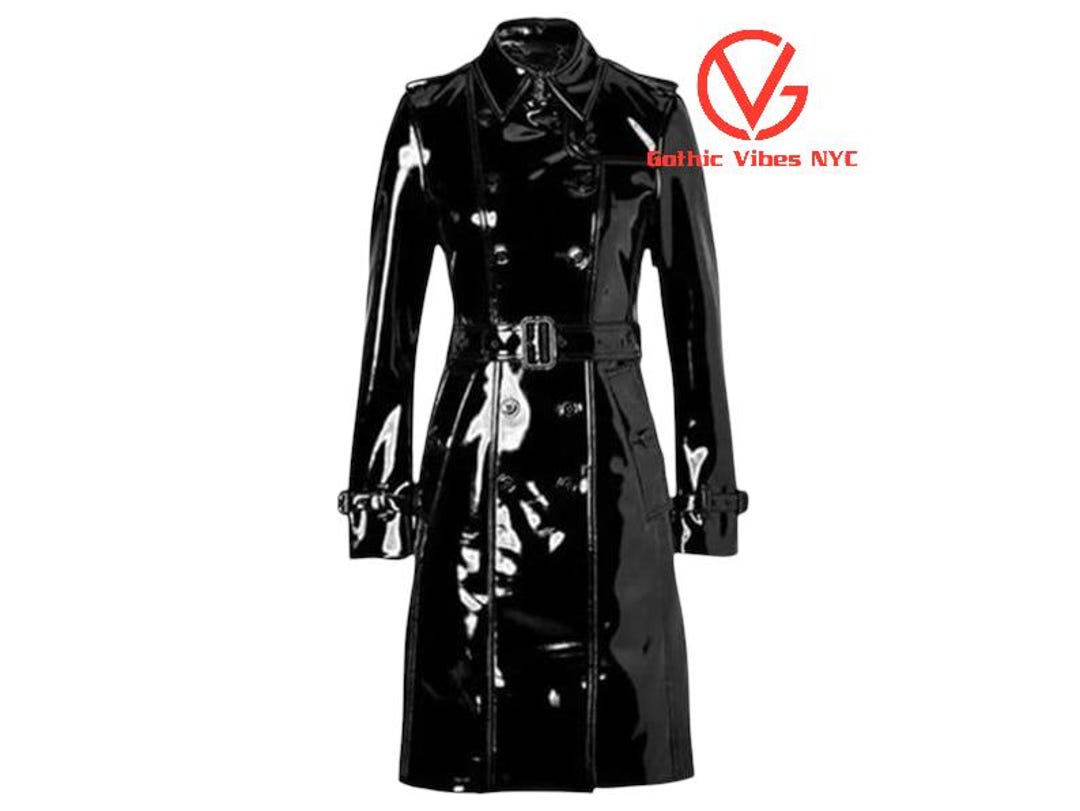Handmade Black Vinyl Gothic Trench Coat: Shiny PVC Faux Leather - Etsy