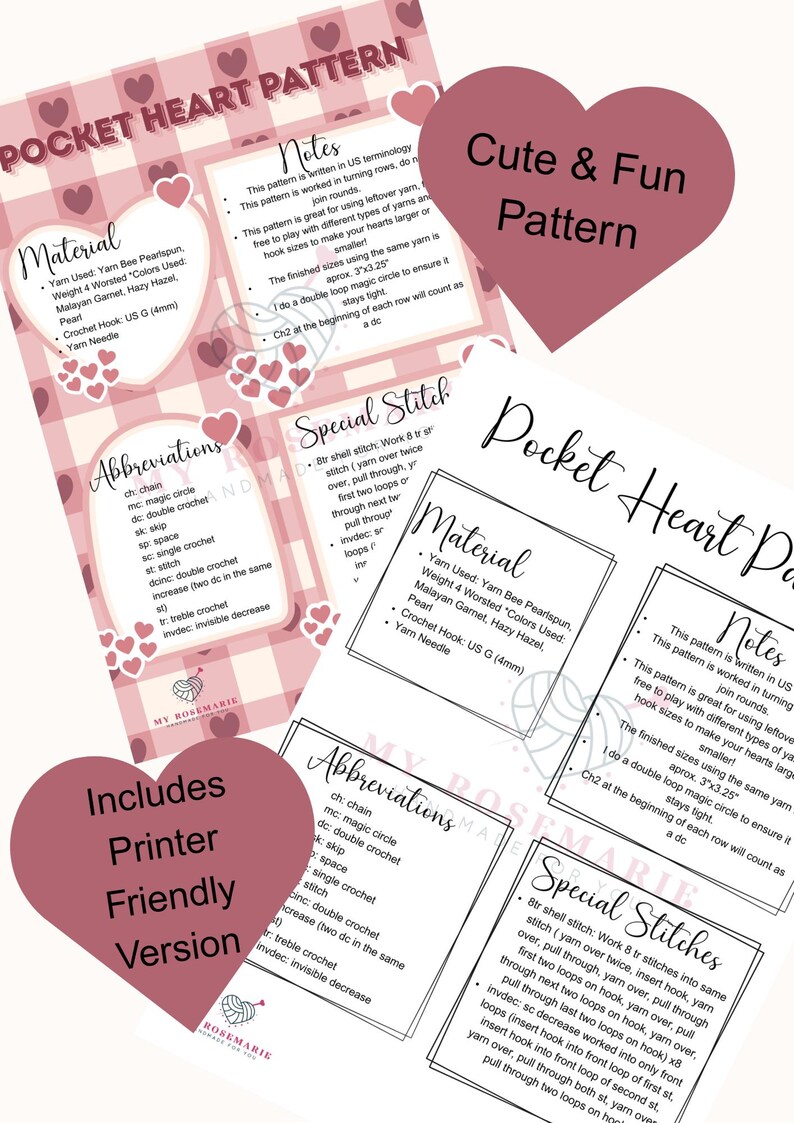 Heart Pocket PDF Pattern | Easy Crochet Pattern | Valentines Treat Bag ...