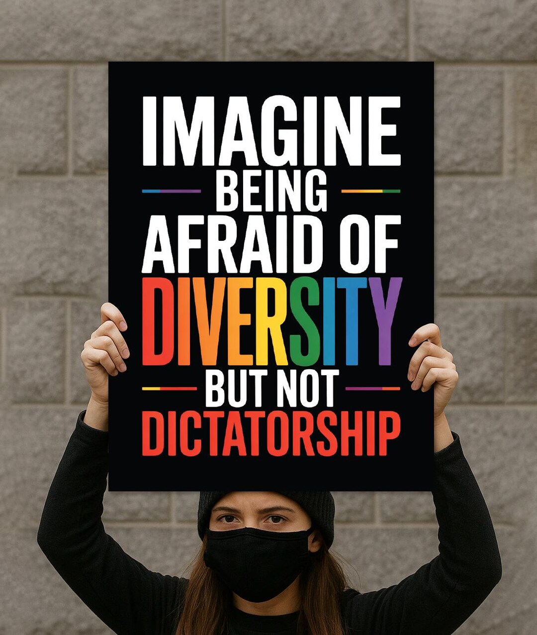 Diversity Not Dictatorship Protest Sign: No Kings Poster, Anti-maga ...