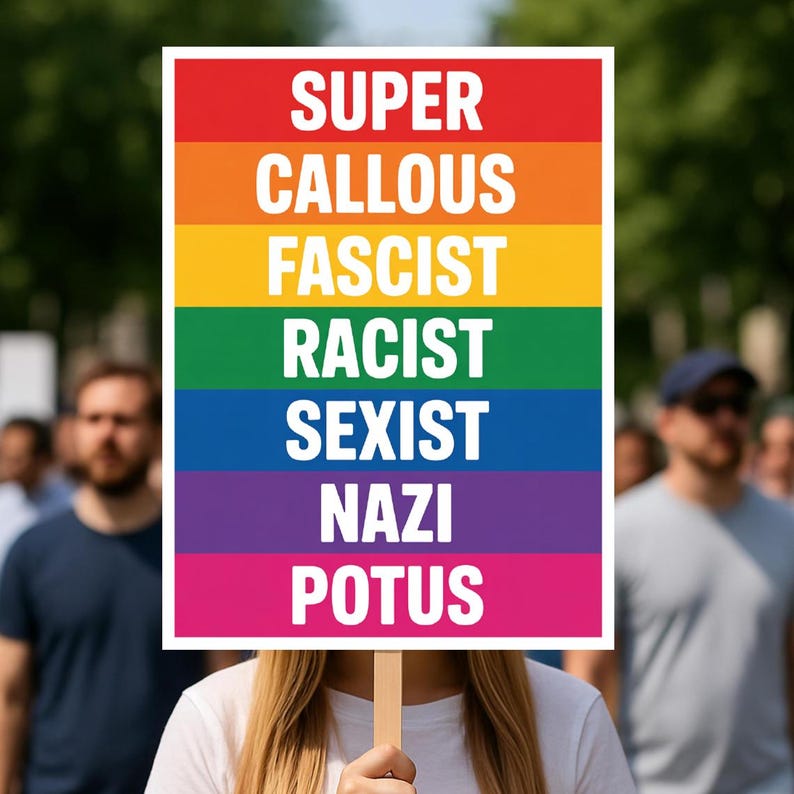 Super Callous Fascist Racist Protest Sign: Anti-trump No Kings Art ...