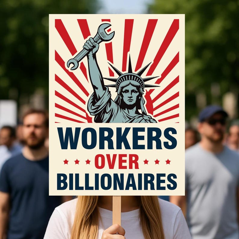 Workers Over Billionaires Protest Sign: Social Justice Rally Art ...