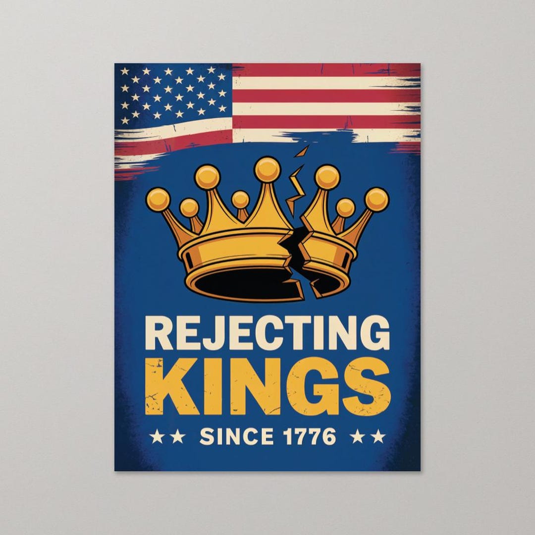 Rejecting Kings Protest Sign: Anti-trump Political Art, No Kings in ...