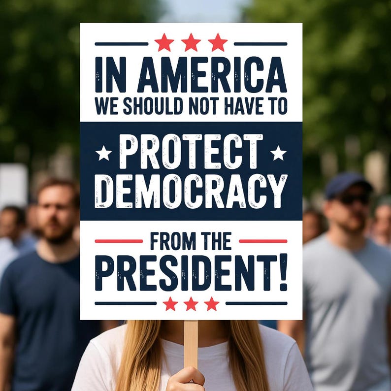 No Kings Protect Democracy Protest Sign: Resist Fascism, Anti Trump ...