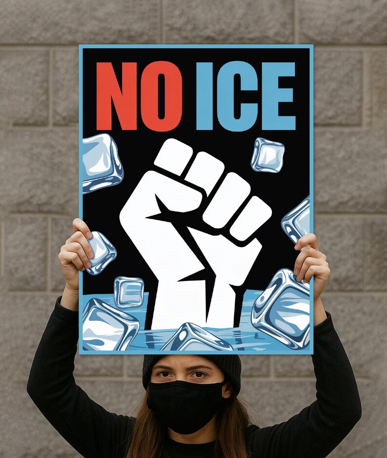 Abolish ICE Protest Sign: Anti-trump Activist Rally Poster, No Kings ...