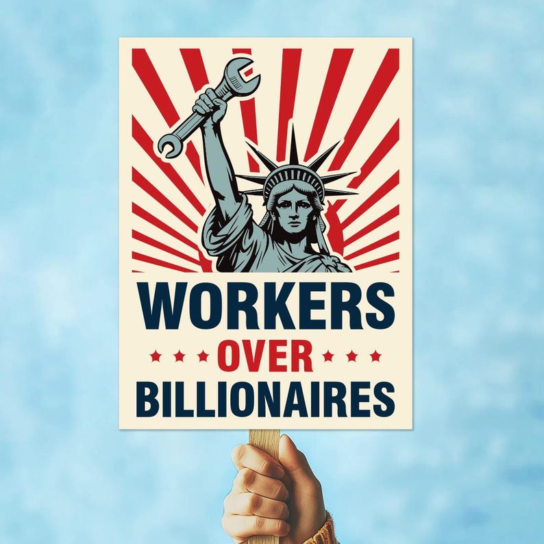 Workers Over Billionaires Protest Sign: Social Justice Rally Art ...