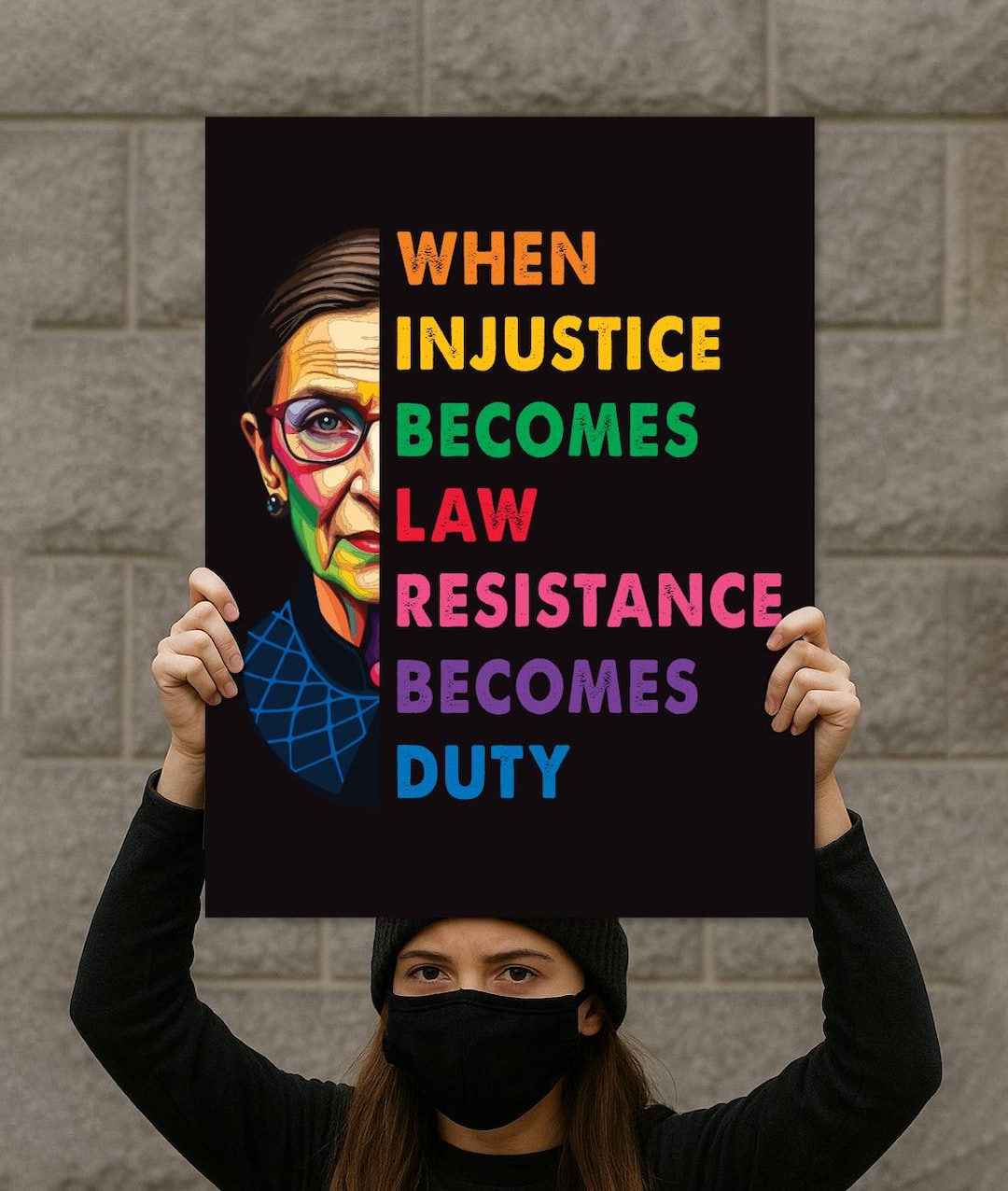 Ruth Bader Ginsburg Protest Poster: Social Justice Sign (digital ...