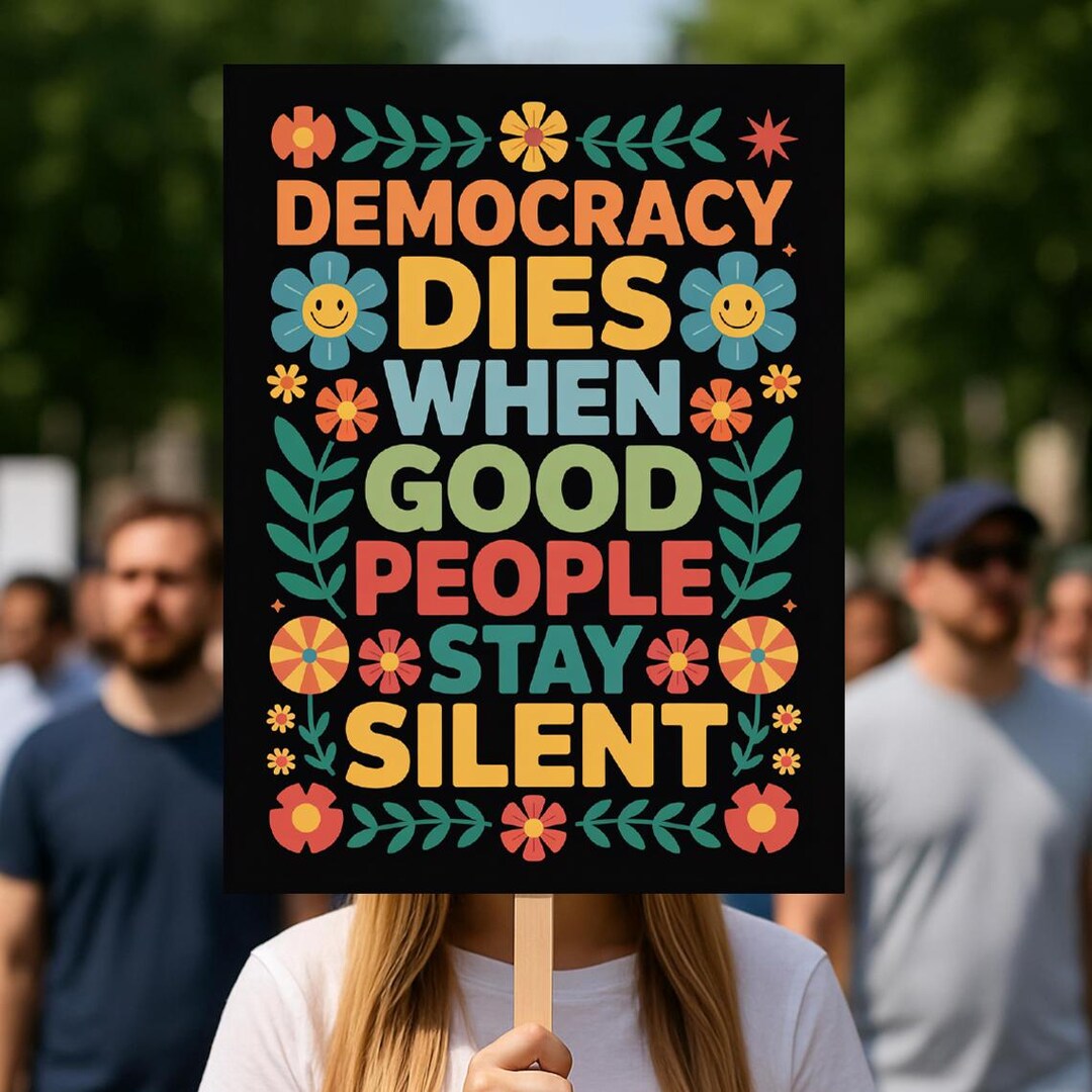 Protect Democracy Protest Sign: No Kings Rally, Anti-trump Resist ...