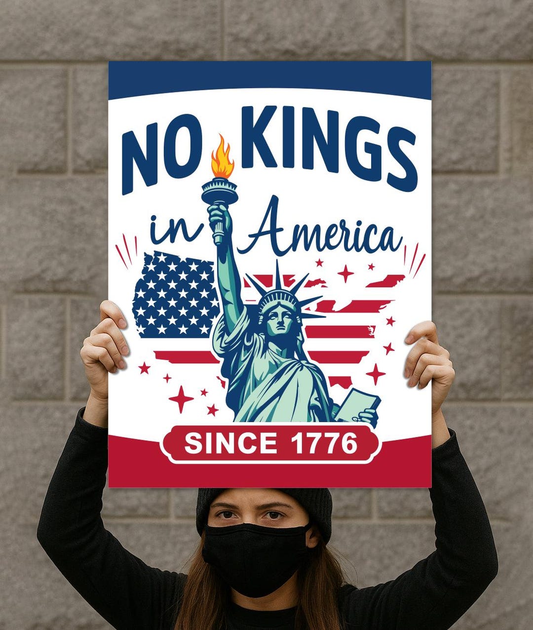 No Kings Since 1776 Sign: Anti-trump Protest Art, Defend Democracy ...