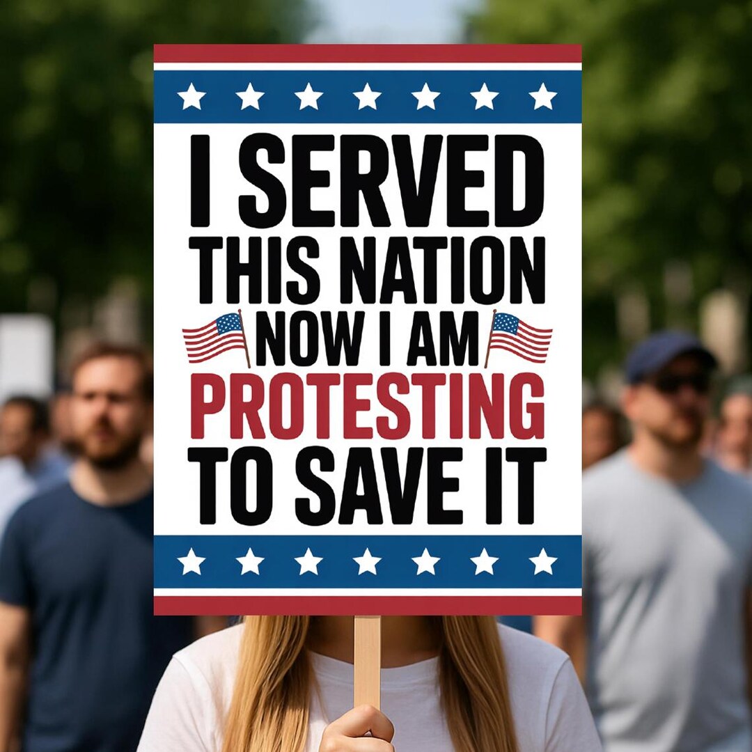 Veteran Against Trump Protest Sign: No Kings Anti-maga Patriotic Rally ...