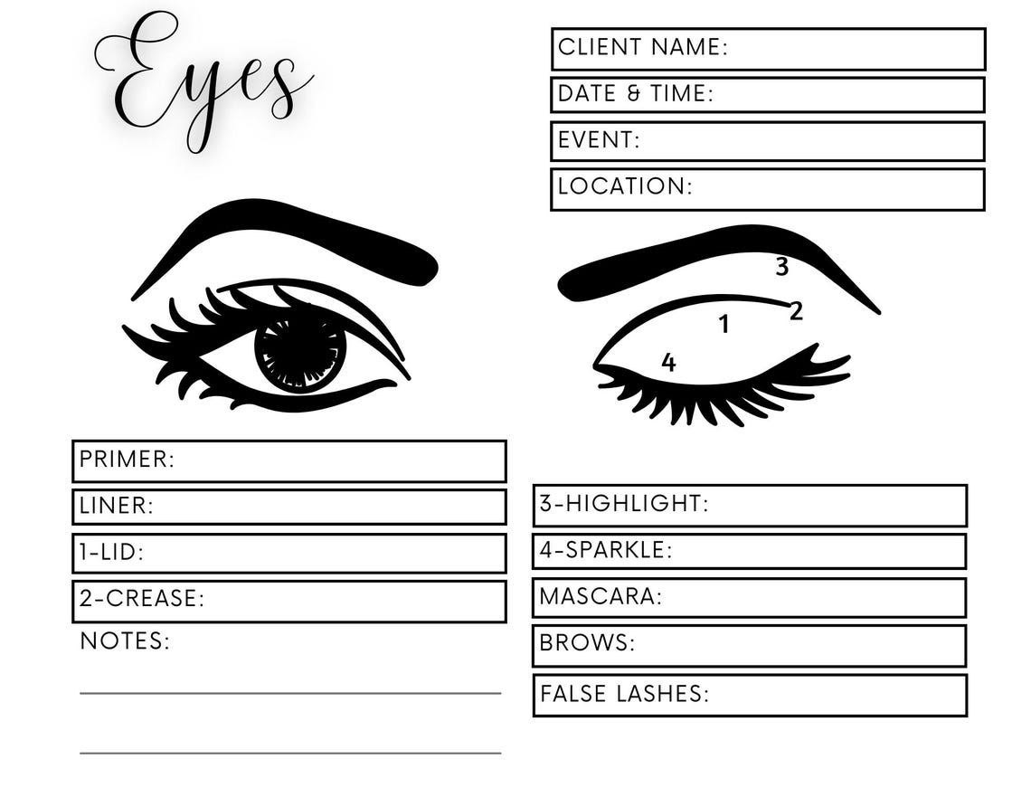 Makeup Artist Face Chart - Etsy