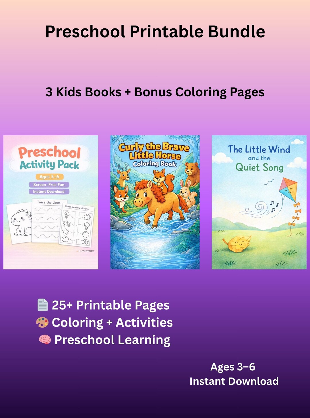 Preschool Activity Bundle Printable, Kids Coloring Book Pack, Preschool ...