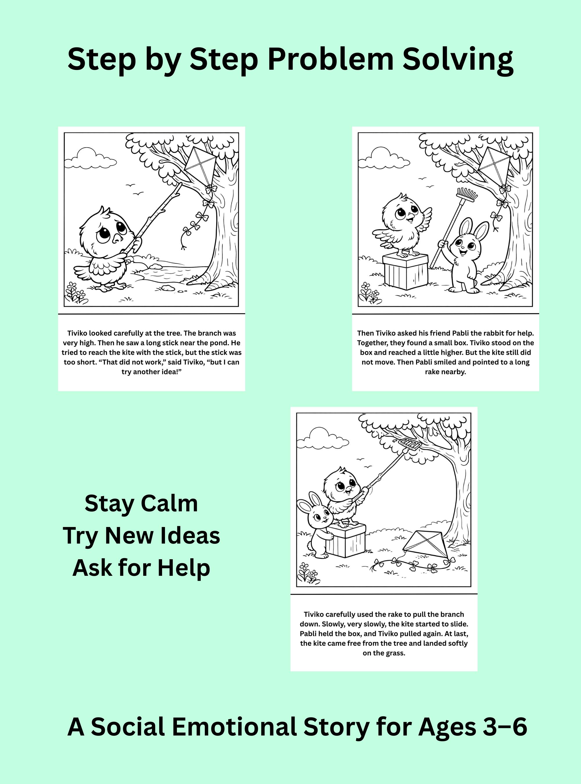 Problem Solving Story Coloring Book for Kids Ages 3-6, SEL Printable ...