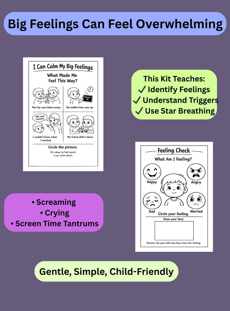 Calm Corner Kit Printable | Anger Management & Big Feelings Workbook ...