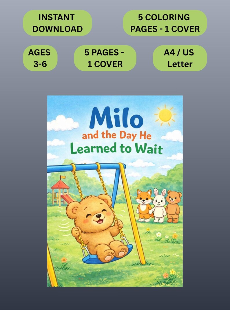 Milo and the Day He Learned to Wait | Kids Story Coloring Book ...