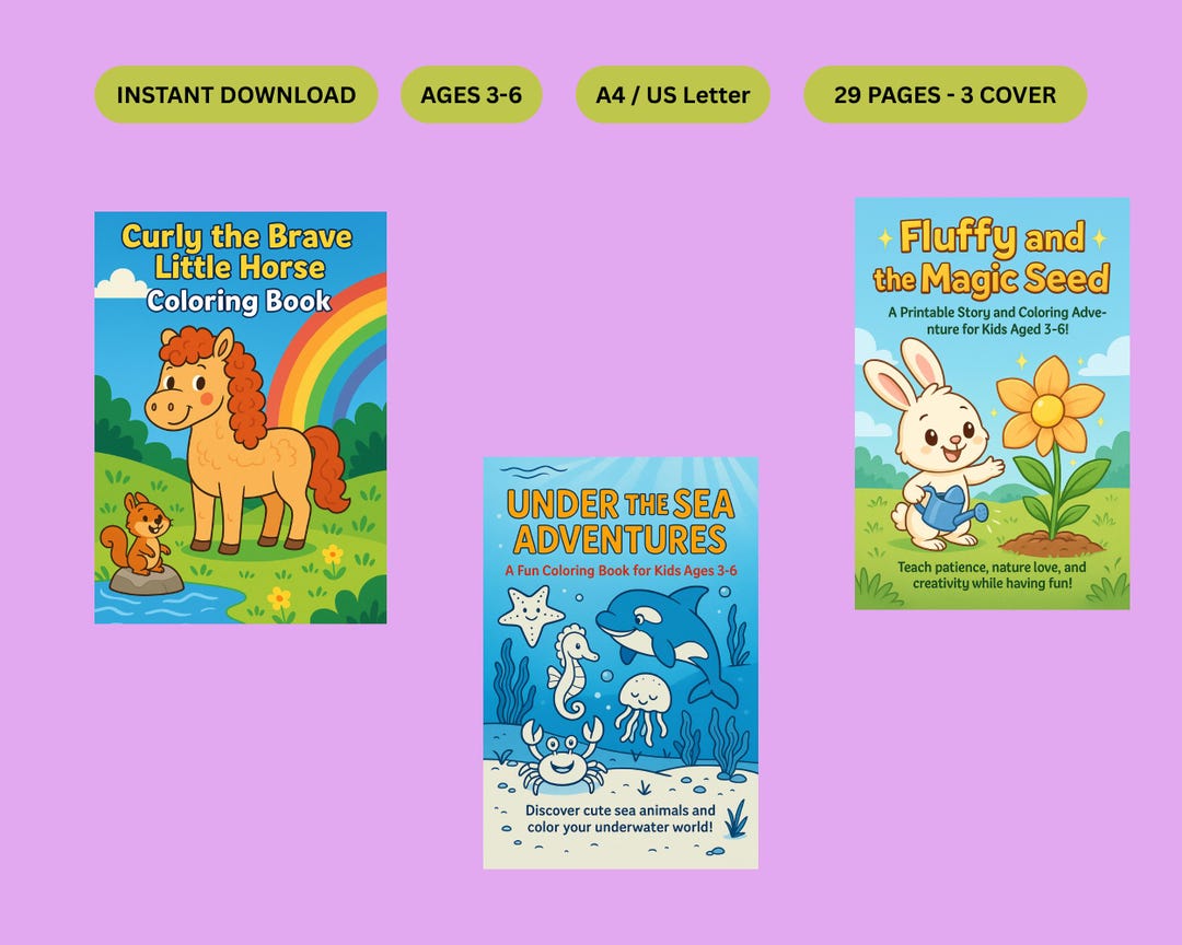 3-in-1 Story + Coloring Book Bundle | Courage, Kindness & Ocean ...