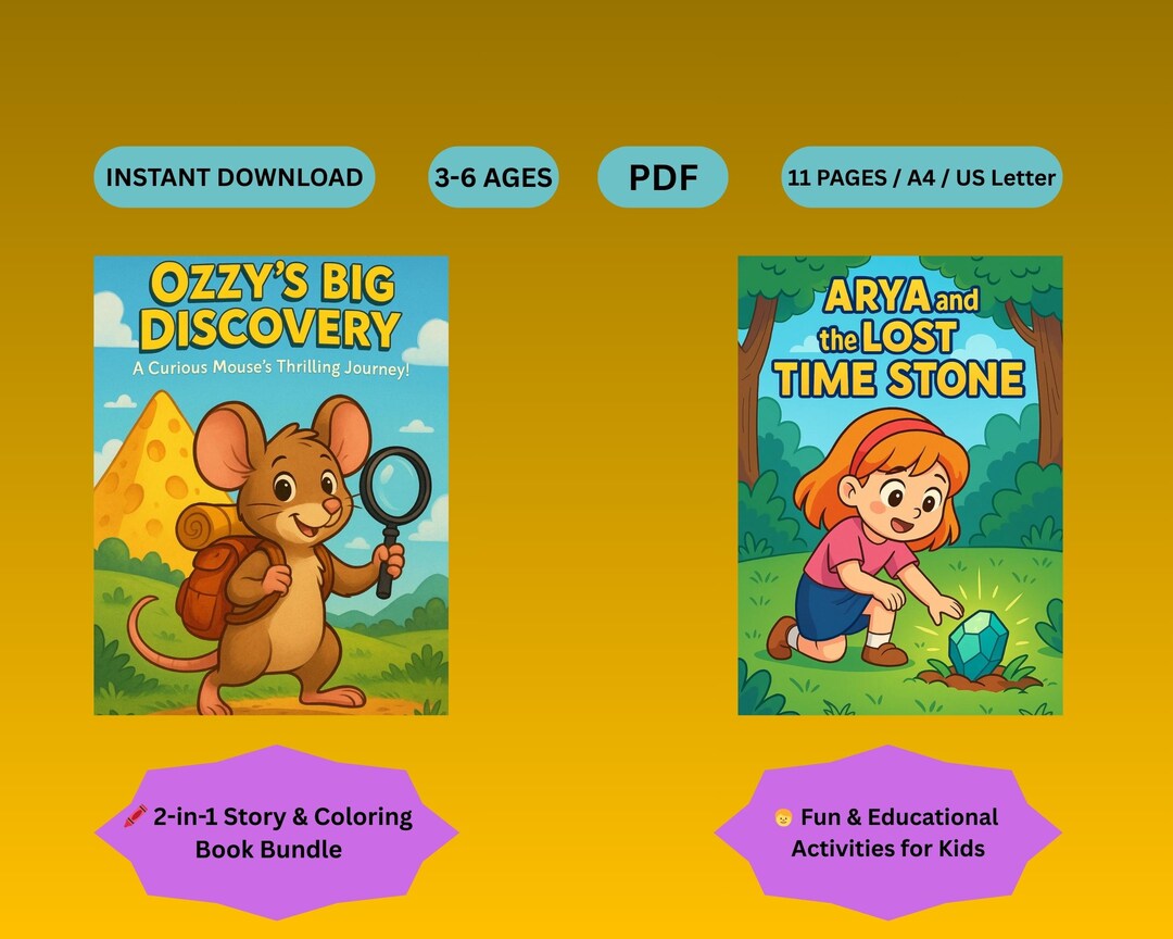Bundle of 2 Printable Story & Coloring Books for Kids | Ozzy’s ...