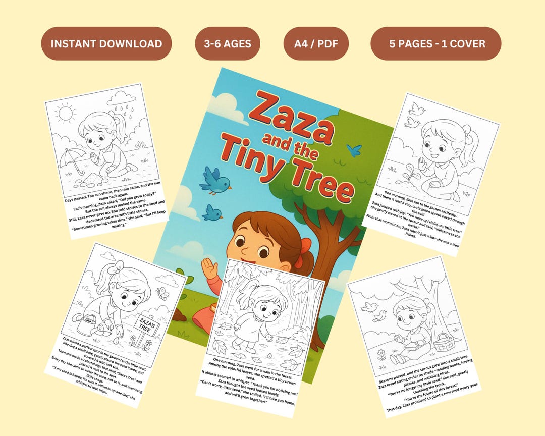 Zaza and the Tiny Tree | Printable Story & Coloring Book | Preschool ...
