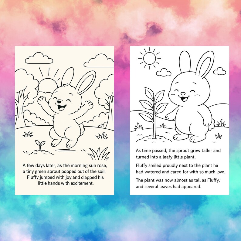 Fluffy and the Magic Seed: Kids Printable Story & Coloring Book (PDF ...