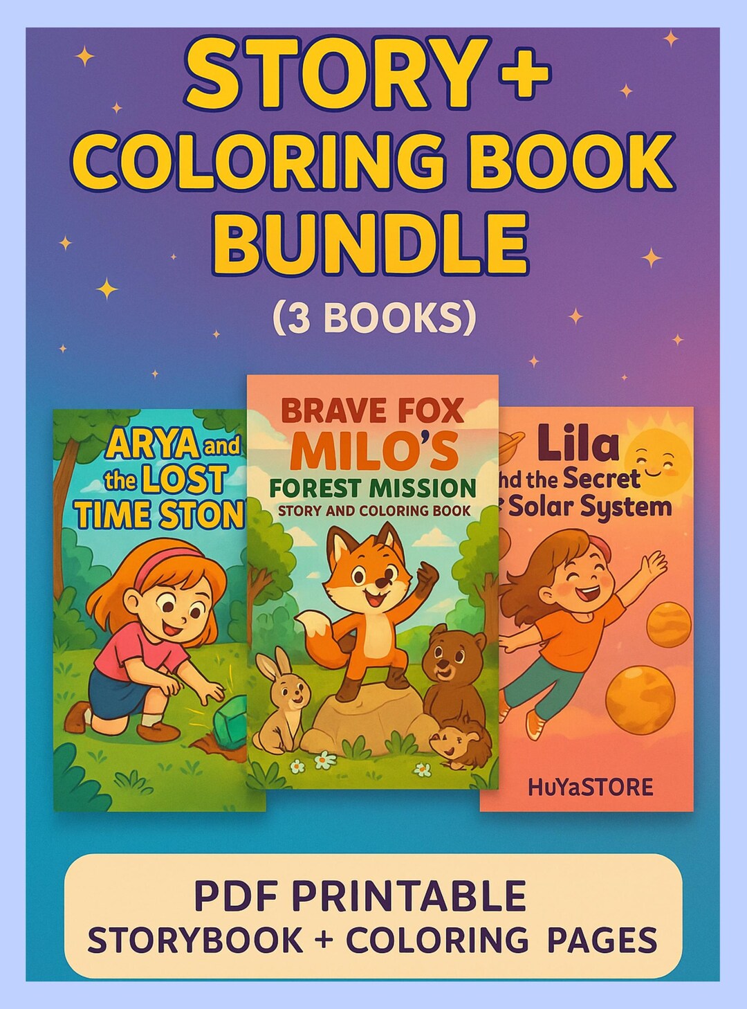 Printable Story and Coloring Book Bundle | Arya Time Stone • Milo ...