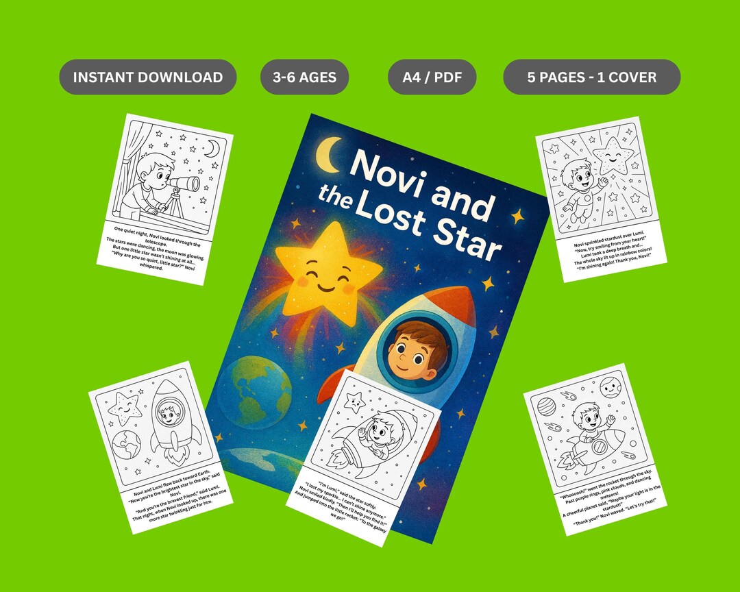 Novi and the Lost Star | Story & Coloring Book for Kids | Space ...