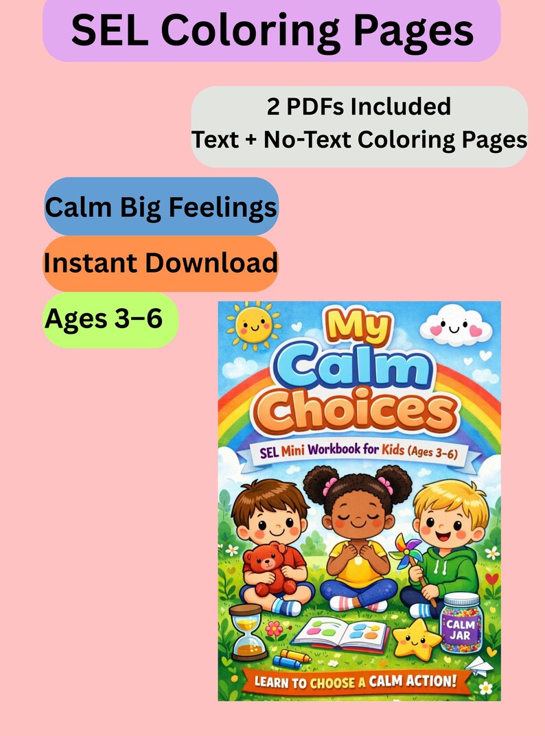 SEL Coloring Pages for Kids Ages 3-6 | Calm Down Activities | Emotional ...