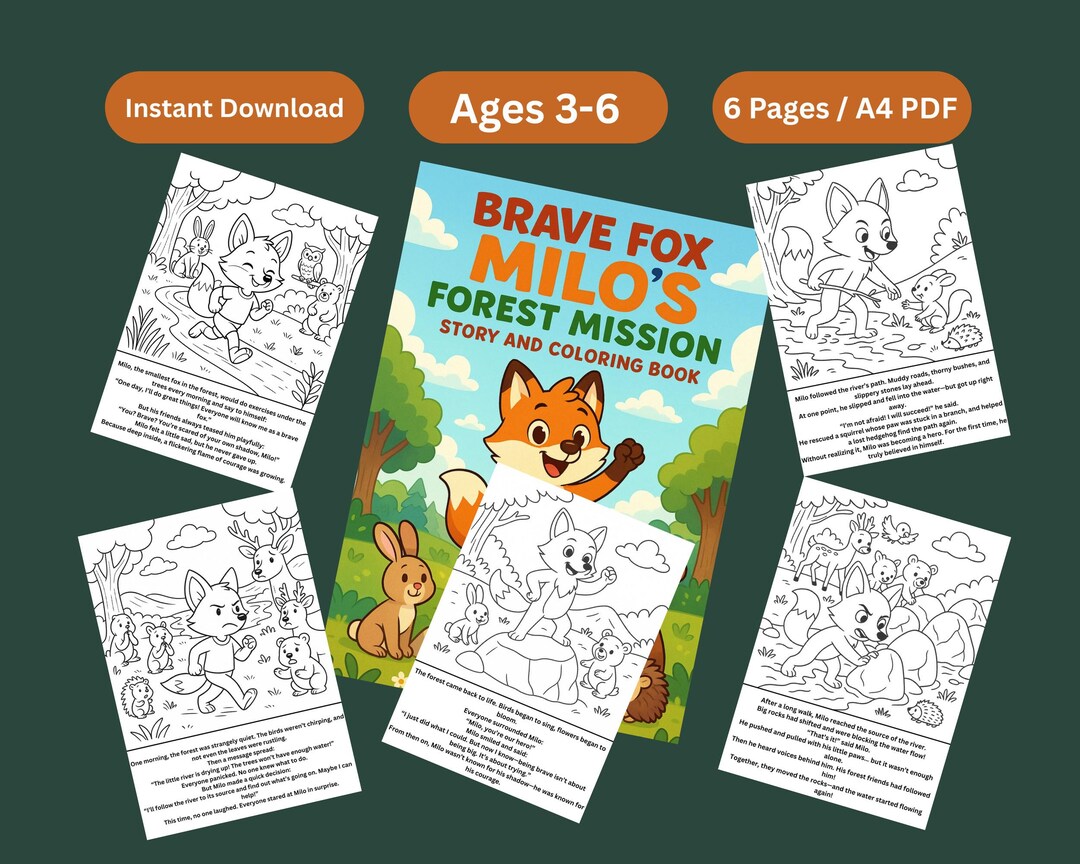 Printable Story and Coloring Book for Kids | Brave Fox Milo’s Forest ...