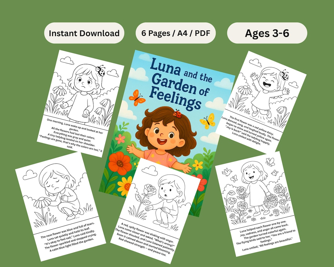Kids Coloring Book: Luna and the Garden of Feelings (digital Download ...