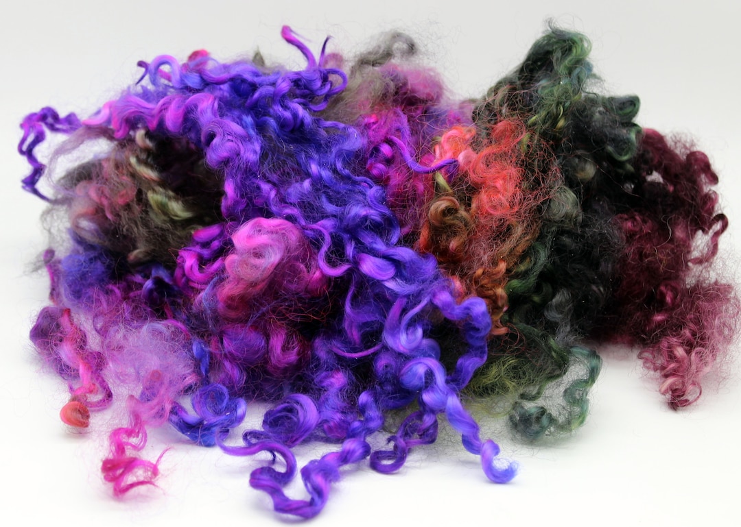 2oz Wensleydale Dark Multi-colored Wool Locks. First Clip, Felting ...