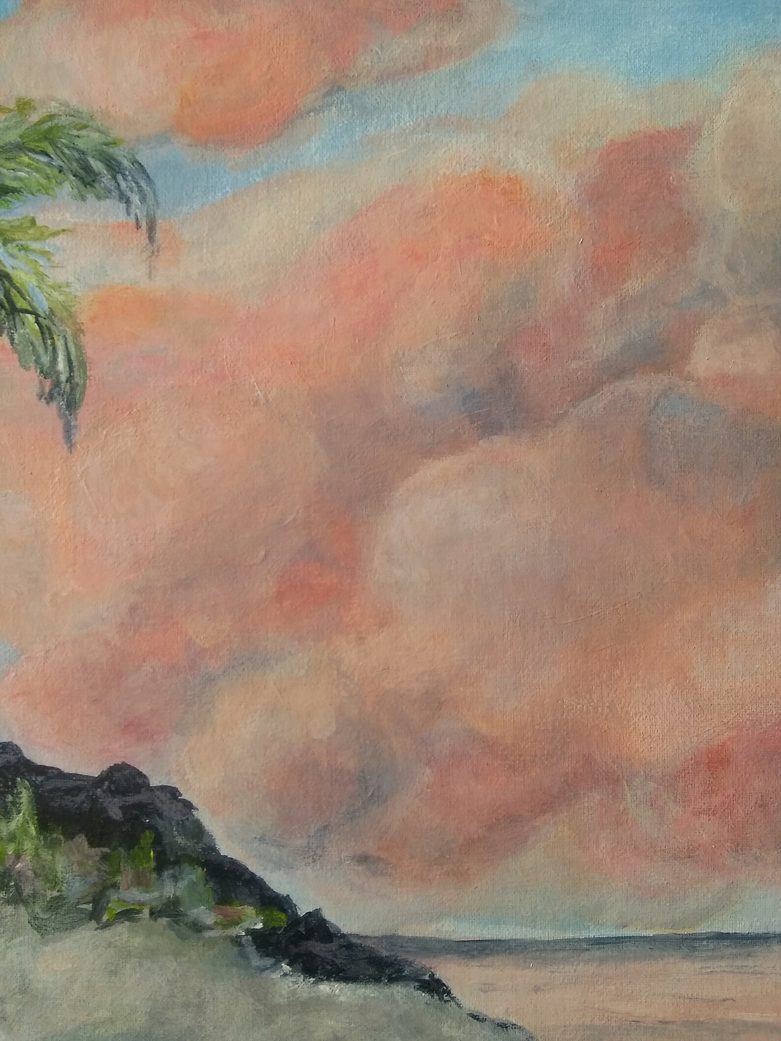 Original Seascape Painting Original Tropical Landscape Palm Tree ...